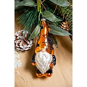 Set of 2 Hand Blown Glass Halloween Gnomes Ornaments for Christmas Tree Decorations, Hanging Glass Halloween Gnome Christmas Ornaments