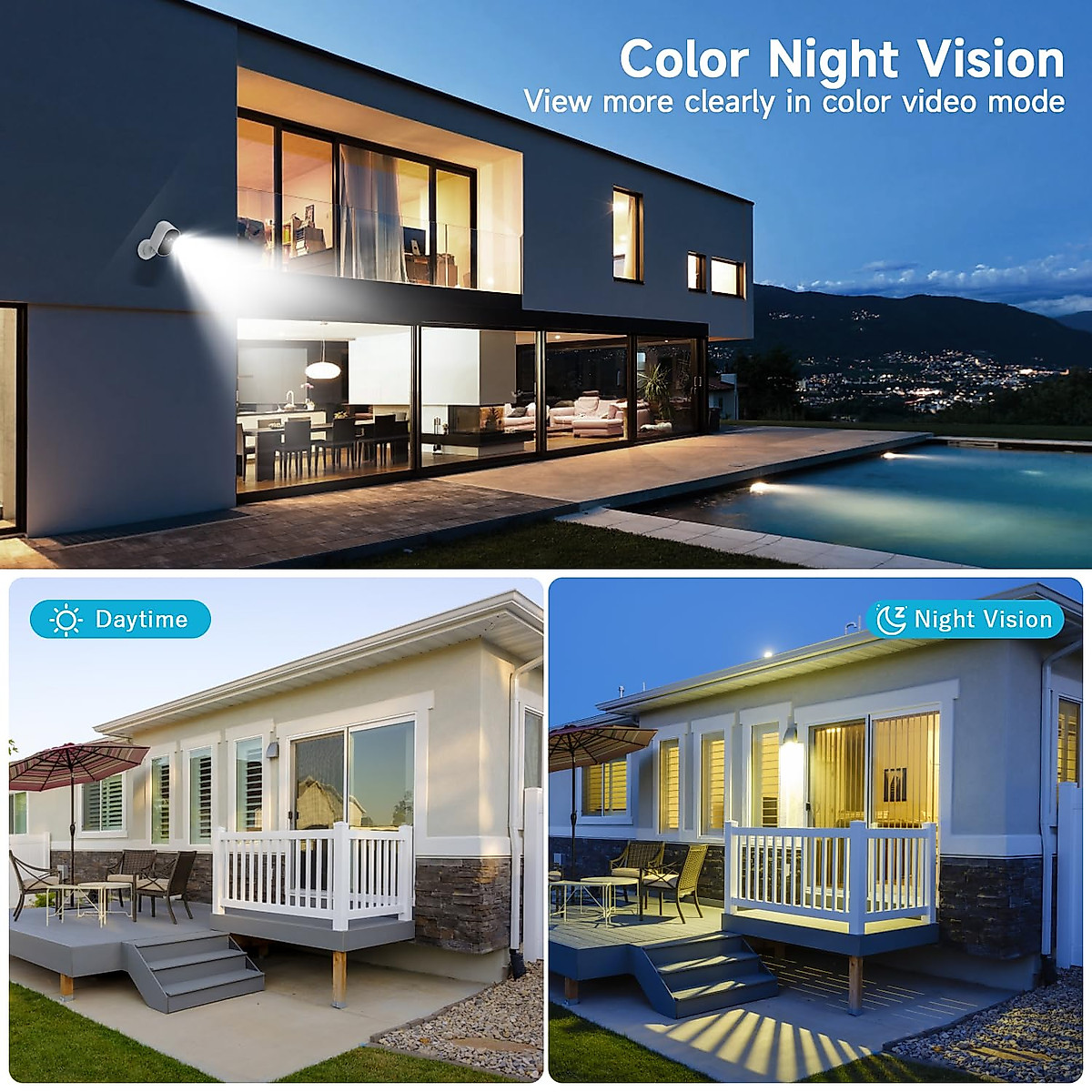 XVIM 2PCS 1080P Security Cameras Wireless Outdoor, 1080P WiFi Indoor Home Security Cameras with PIR Motion Detection, 2.4GHz WiFi, 2-Way Talk, Color Night Vision, Cloud/SD, Waterproof, Alarm Push