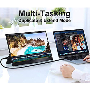 Portable Monitor – 2021 Upgraded 13.3 Inch 1080P FHD HDR FreeSync Slim USB-C Portable Display with Kickstand Type-C Mini HDMI Speakers for Laptop PC Mac Surface Xbox PS4 PS5 Switch Phone(Renewed)