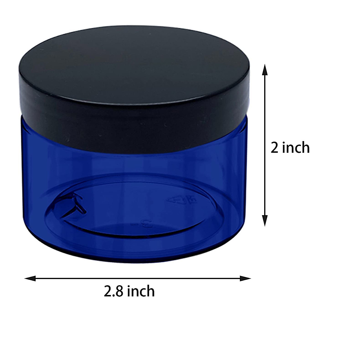 5 Ounce Blue Plastic Cosmetic Jars, Wide Mouth Refillable Containers with Lids for Creams, Lotion, Ointments, Make Up, Bath Salt and Body Butter, 12 Pcs