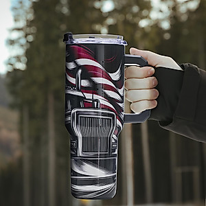 Gome 40oz Trucker Tumbler – American Flag Gifts for Dad, Patriotic Insulated Stainless Steel Cup for Truck Drivers, Father’s Day, Birthday & 4th of July Gift for Uncle