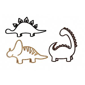 Carrick & Cross – Dinosaur Wall Decor, Wooden Wall Decals – Featuring, Black Oak Stegosaurus, Oak Triceratops & Walnut Brachiosaurus - Dino Wall Art, Perfect in any themed Room; Nursery or Bathroom