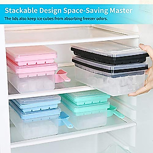 Food-grade Silicone Ice Cube Tray with Lid and Storage Bin for Freezer, Easy-Release 36 Small Nugget Ice Tray with Spill-Resistant Cover&Bucket, Flexible Ice Cube Molds with Ice Container, Scoop Cover