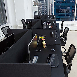 Stand Up Desk Store ReFocus Clamp-on Acoustic Desk Divider Privacy Panel That Reduces Noise and Visual Distractions (Ash Gray, 59" x 23.6, 23.6" x 23.6", & 23.6" x 23.6")