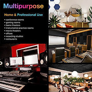 Fstop Labs Acoustic Foam Panels, 12 Pack Black 2'' X 12" X 12" Mushroom Studio Wedge Tiles, Sound Panels Sound Proof Foam Panels Sound Proofing Padding For Wall