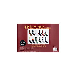 Gertex Mens Premium Christmas Holiday Sock Advent Calendar | 12 Days of Socks | Sock Size 10-13 | Includes 12 Crew Socks