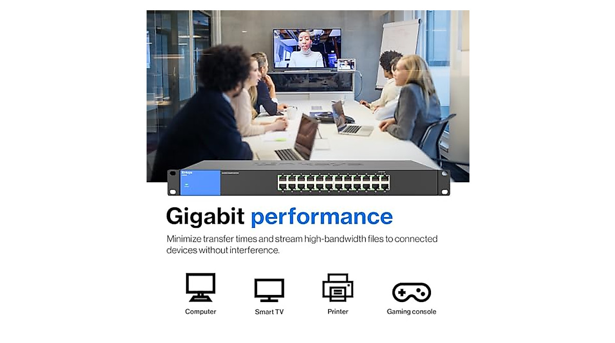 Linksys LGS124 24 Port Gigabit Unmanaged Network Switch - Home & Office ...