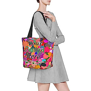 Aziucteh Personalized Tote Bag For Women Custom Tote Handbags Custom Bag Women's Gift For Birthday Valentine'S Day Customized Your Own Photo Picture Text Name Logo