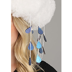 elope Adult Sherpa Light-Up Rain Cloud Costume Hat - LED Cloud Hat with Iridescent Raindrops - Standard