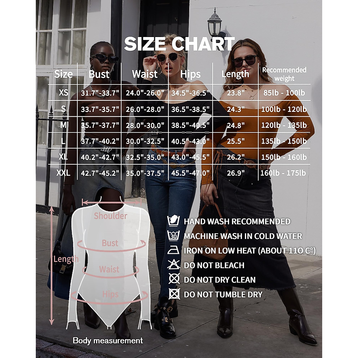 MANGOPOP Off The Shoulder Long Sleeve Bodysuit for Women