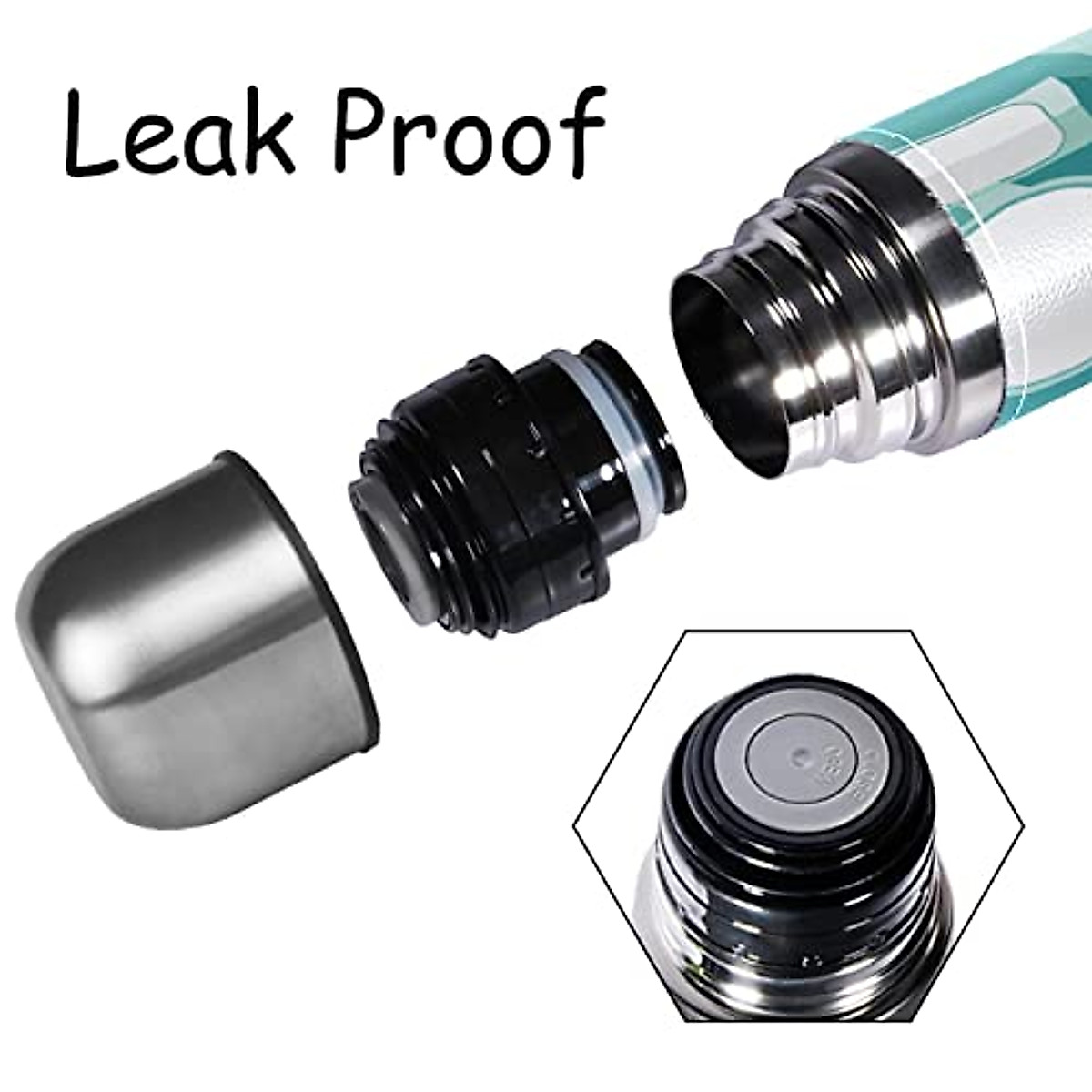 Cow Heads and Milk Jug Stainless Steel Water Bottle, Leak-Proof Travel Thermos Mug, Double Walled Vacuum Insulated Flask 17 OZ