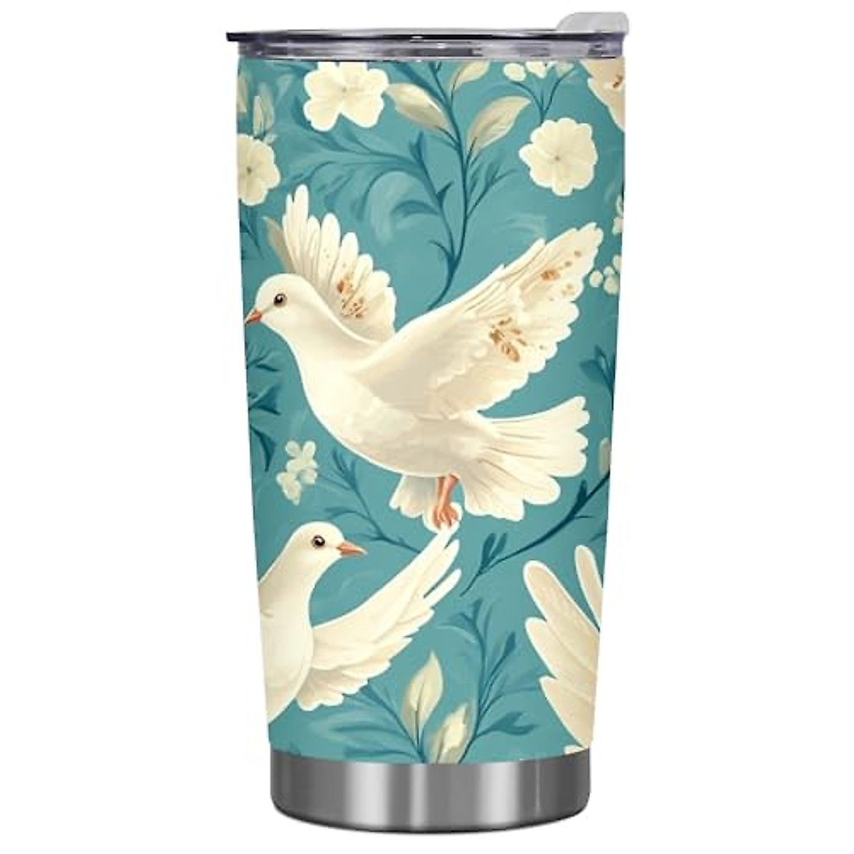 QWEUIOP 20oz Insulated Travel Coffee Mug Retro Pigeon Pattern Stainless Steel Tumbler with Lid Double Wall Vacuum Coffee Cup For Hot and Cold Drinks13974