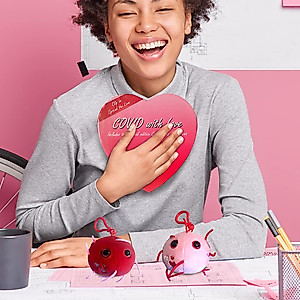 GIANTmicrobes COVID with Love Heart Box - Spread the Love with Adorable Heart Box, Includes two Special Edition Pink and Red COVID Plush Keychains