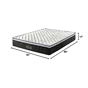 Swiss Ortho Sleep, 12'' Inch Memory Foam and Innerspring Hybrid Medium-Firm Plush Mattress/Bed-in-a-Box/Pressure Relieving Bliss, Queen, White