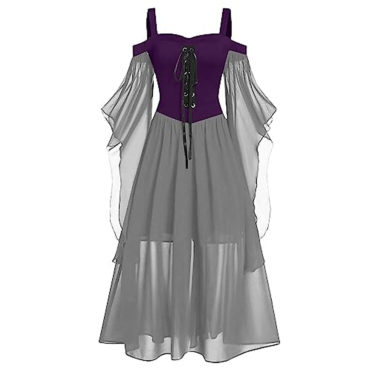 Renaissance Faire Costume Women Cross Off-The Corset Ren Faire Costume Medieval Dress Halloween Dress Renaissance Costumes for Women Couples Costumes Witchy Dresses for Women（2-Light Purple,5X-Large）