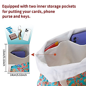 Lunch Bag, Lunch Bento Tote Pouch Reusable Small Cute Lunch Bag with Drawstring Suitable for Girls Women Work Camping Picnic (Daisy Blue)