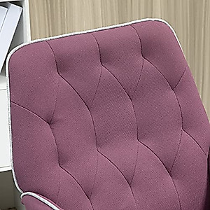 Vinsetto Modern Mid-Back Tufted Spandex Home Office Desk Chair with Adjustable Height, Swivel Adjustable Task Chair with Padded Armrests, Purple