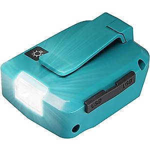 USB ADP05 Power Source for Makita 18v Battery Charger with 2 USB Ports and LED Light for 14.4v ~ 18v Battery Lithium-Ion