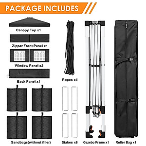 Winkalon 10x10 Pop Up Canopy, Instant Canopy Tent with Removable Sidewalls and Mesh Windows for Vendor Events, Outdoor Craft Show, Farmers Markets (Black)