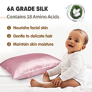 OLESILK 100% Mulberry Silk Toddler Pillowcase for Hair and Skin, Both Sides 19 Momme Pure Natural Silk Travel Pillow Cases with Hidden Zipper, 13"x 18", Light Plum