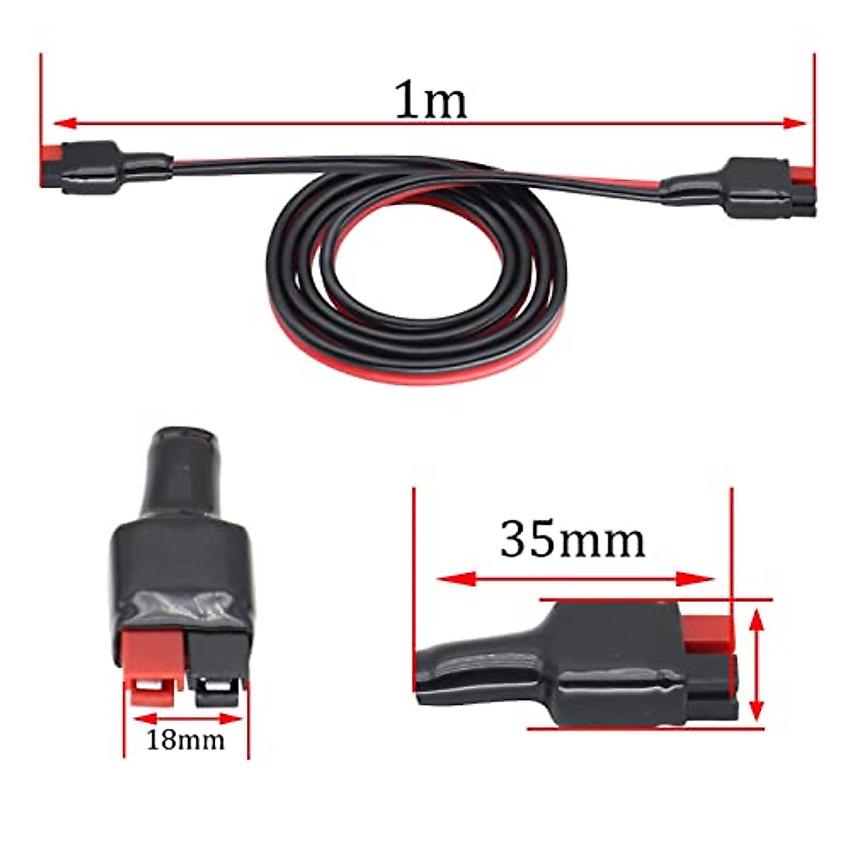 HCFeng 14AWG Double-Ended 45A an-der-Son Solar Charge Extension Cable 45A Battery Adapter Compatible with GZ/Yeti/G500 /Renogy/Boulder 200 Solar Panels Generator Power Inverter [3.3ft/1M]