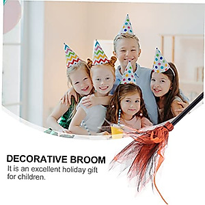 HANABASS 3pcs / Day Net Creative Plastic Halloween Yarn Witchy Broom Broomstick Favors Adults Decoration Wizard Home Wicked Kid Orange Party Accessories Supplies Ornament Childrens Room