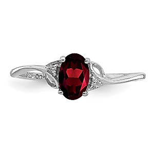 IceCarats 925 Sterling Silver Diamond Red Garnet Oval Ring Gemstone Band Size 8