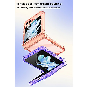 SHIEID Flip 5 Case with Hinge Protection, Galaxy Flip 5 Clear Airbag Case Built-in High-Transparency Soft Film for Phone Case for Galaxy Z Flip 5, Dark Green