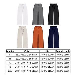 OBEEII Womens Casual Elastic High Waisted Wide Leg Loose Palazzo Pants Trousers with Pockets Black XL
