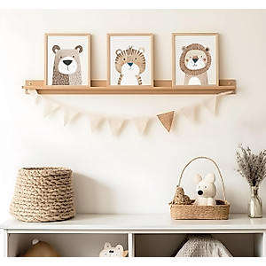 Lavema Nursery Wall Art Animals Neutral Decor - Posters (8 x 10 Unframed) - Cute Safari Prints for Kids Baby Room Decor - Jungle Animals Picture Set, beige