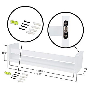 Jade Active Nursery Book Shelves - White Floating Bookshelf - Set of 2 Beautiful Floating Book Shelves for Kids Room - Nursery Decor, Bathroom or Baby Nursery