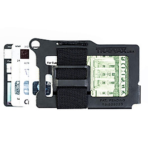 Trayvax Armored Summit Wallet, RFID Front Pocket Metal Credit Card Holder with Money Clip, Slim Minimalist Wallet for Men and Women, Shadow Black