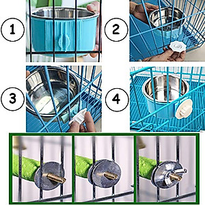 Bird Feeding Dish Cups Parrot Removable Stainless Steel Bowl Perch Stand Platform Pet Food Water Feeder Cage Accessories 1 Pcs Bird Stand Toy for Parakeet Conure Cockatiels Lovebirds Budgie Chinchilla