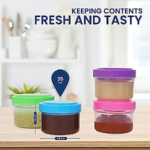 MosJos Condiment Containers with Screw Lids (4-Piece) - Reusable Leakproof Salad Dressing Containers to go - Small Mini Food Storage Cups for Lunch, Dishwasher Friendly, 1.4-Ounce