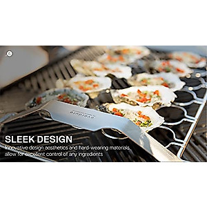 Everdure Grilling Oyster Rack: Brushed Stainless Steel, Easy Grip Handles, Fits 20 Oysters, Premium BBQ Tray for Grilling Appetizers, Shrimp, Scallops, Mushrooms, Peppers, and More, Silver