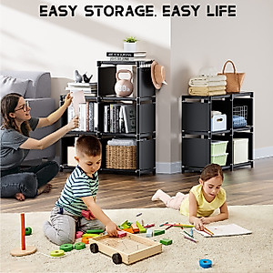 Mavivegue Bookshelf,16 Cube Storage Organizer,Book Shelf Organizer,Tall Bookcase Shelf,Black Cube Shelf Cubbies Closet Storage Organizer Shelves for Bedroom,Living Room,Home,Office, 16-Grid