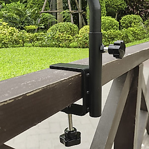 Funtife Deck Bird Feeder Hanger for Railing, 30Inch Heavy Duty Fence Deck Hook Pole, 360 Degree Horizontal Rotary Clamp-On for Hanging Outdoor flower pots, String lights, Wind Chimes and Decor, 2Packs