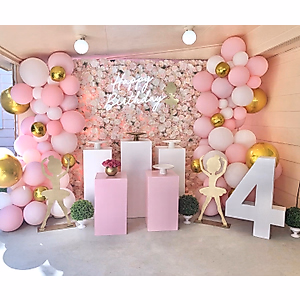 Pink and White Balloon Arch Kit, 121PCS Pink and Gold Balloon Garland Pastal Pink White Gold Confetti Balloons for Girls Birthday Baby Shower Wedding Bridal Shower Party Decorations