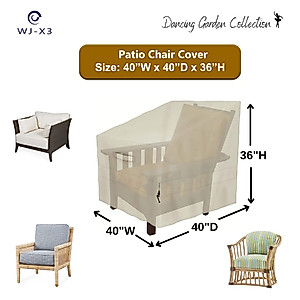 WJ-X3 Patio Chair Cover, Outdoor Lounge Cover, Heavy Duty, Waterproof Lawn Patio Furniture Covers, 40W x 40D x 36H, Beige, 2-Pack