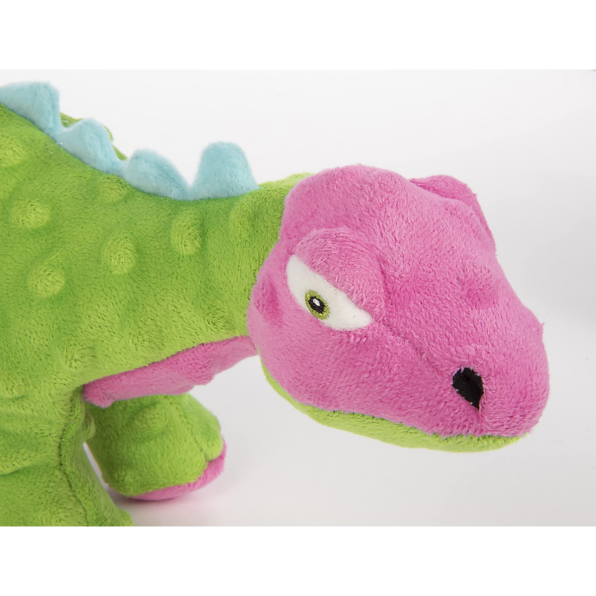 goDog Dinos Spike Squeaky Plush Dog Toy, Chew Guard Technology - Green, Small