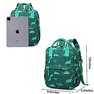 Cute Toddler Preschool Backpack Dinosaur Unicorn School Book Bag for Girls, Boys Kids Kindergarten Nursery Travel Bag with Chest Strap(Green Dinosaur)