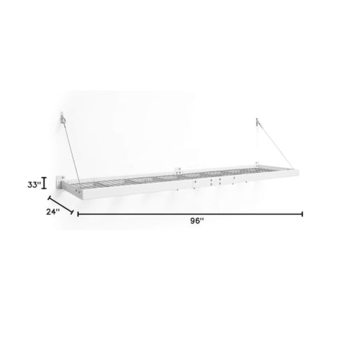 NewAge Products Pro Series White 2 ft. x 8 ft. Wall Mounted Steel Shelf, Garage Overheads, 40407