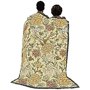 Pure Country Weavers William Morris Cray Butterscotch Blanket - Arts & Crafts - Gift Tapestry Throw Woven from Cotton - Made in The USA (72x54)