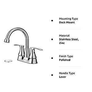 HOMELODY Centerset Bathroom Faucet 4 Inch, 2 Handles Bathroom Sink Faucet,360° Swivel Spout Lavatory Faucet with Pop Up Drain,Chrome