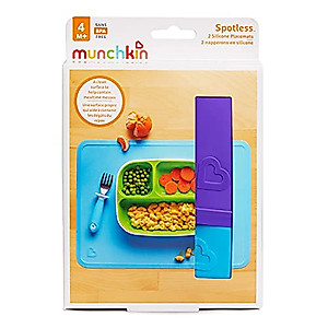 Munchkin® Spotless™ Silicone Placemats for Kids, 2 Pack, Blue/Green
