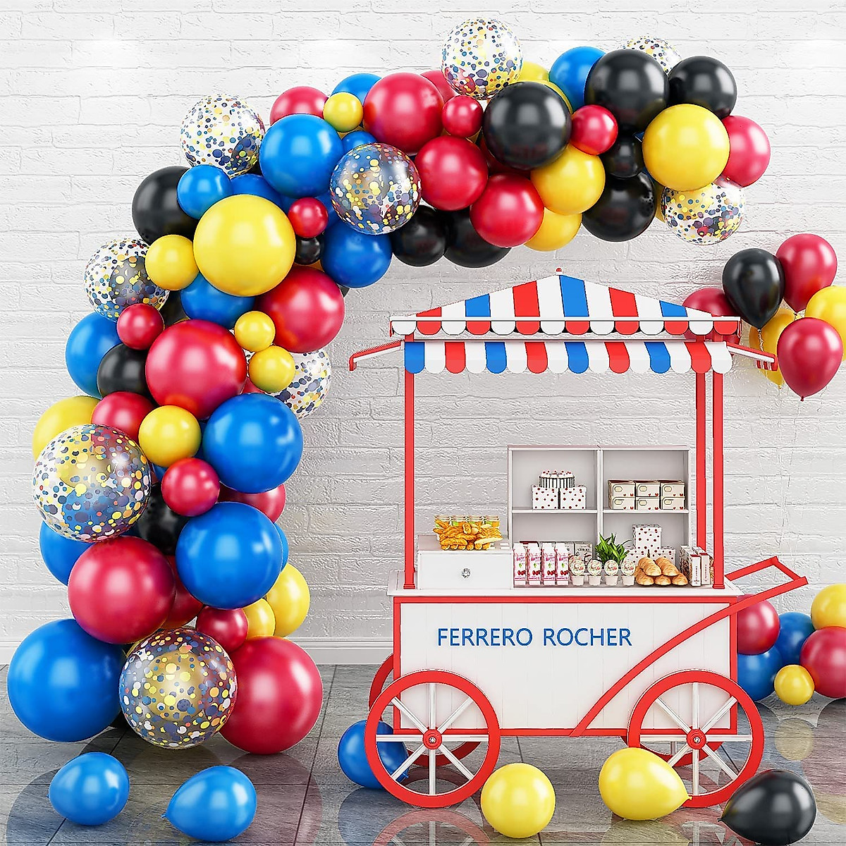 Balloon Arch Garland Kit, 105PCS Blue Red Black Balloon Arch Kit Balloon Garland Kit, Latex Balloons With Confetti Party Balloons For Birthday Decoration Wedding Baby Shower Decoration Party Supplies
