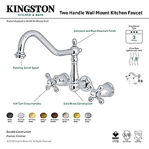 Kingston Brass KS1280AX Heritage Kitchen Faucet, 9-3/16" in Spout Reach, Matte Black