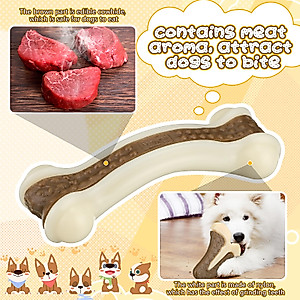 Jenaai 9 Pcs Dog Toys for Aggressive Chewers Nylon Beef Flavor Dog Chew Toys Dog Teething Toys Durable Chew Textured Bone Dog Enrichment Toys Chew Bones for Medium and Large Dog Teeth Grinding