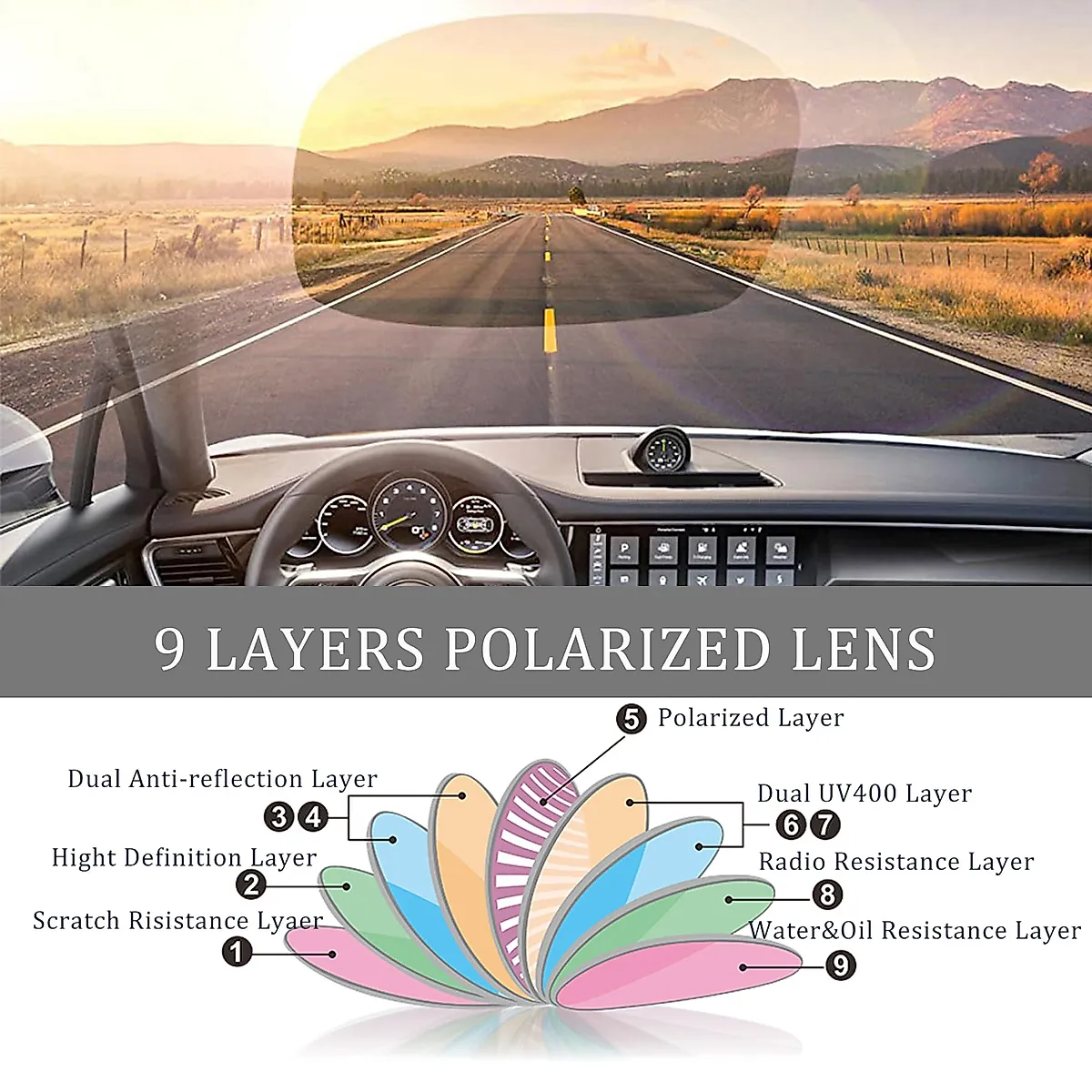 FF FRAZALA Clip On Sunglasses Over Prescription Glasses Polarized UV Protection (Non-flip Brown)