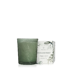 Thymes Highland Frost Boxed Votive Candle - Scented Candle with Crisp Notes of Sage, Eucalyptus, and Cypress Needles - Luxury Home Fragrance - Sage-Green Candle (2 oz)
